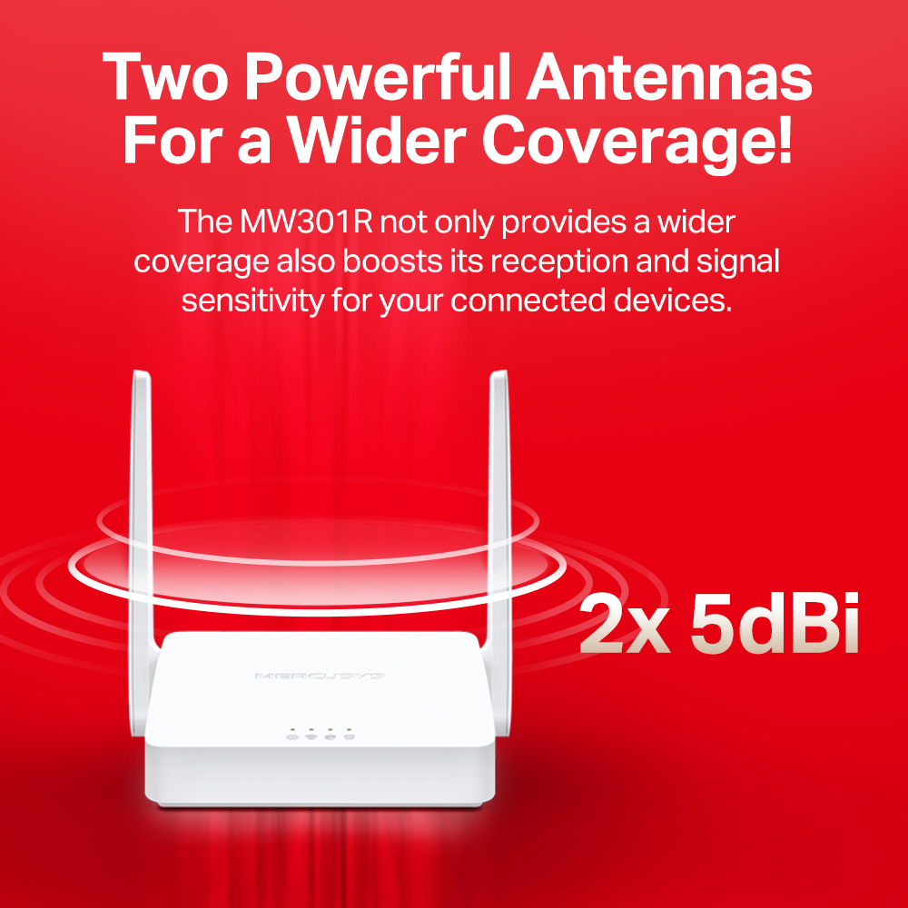 Mercusys MW301R 300Mbps Wireless N Router Two 5dBi Antennas | WiFi ...