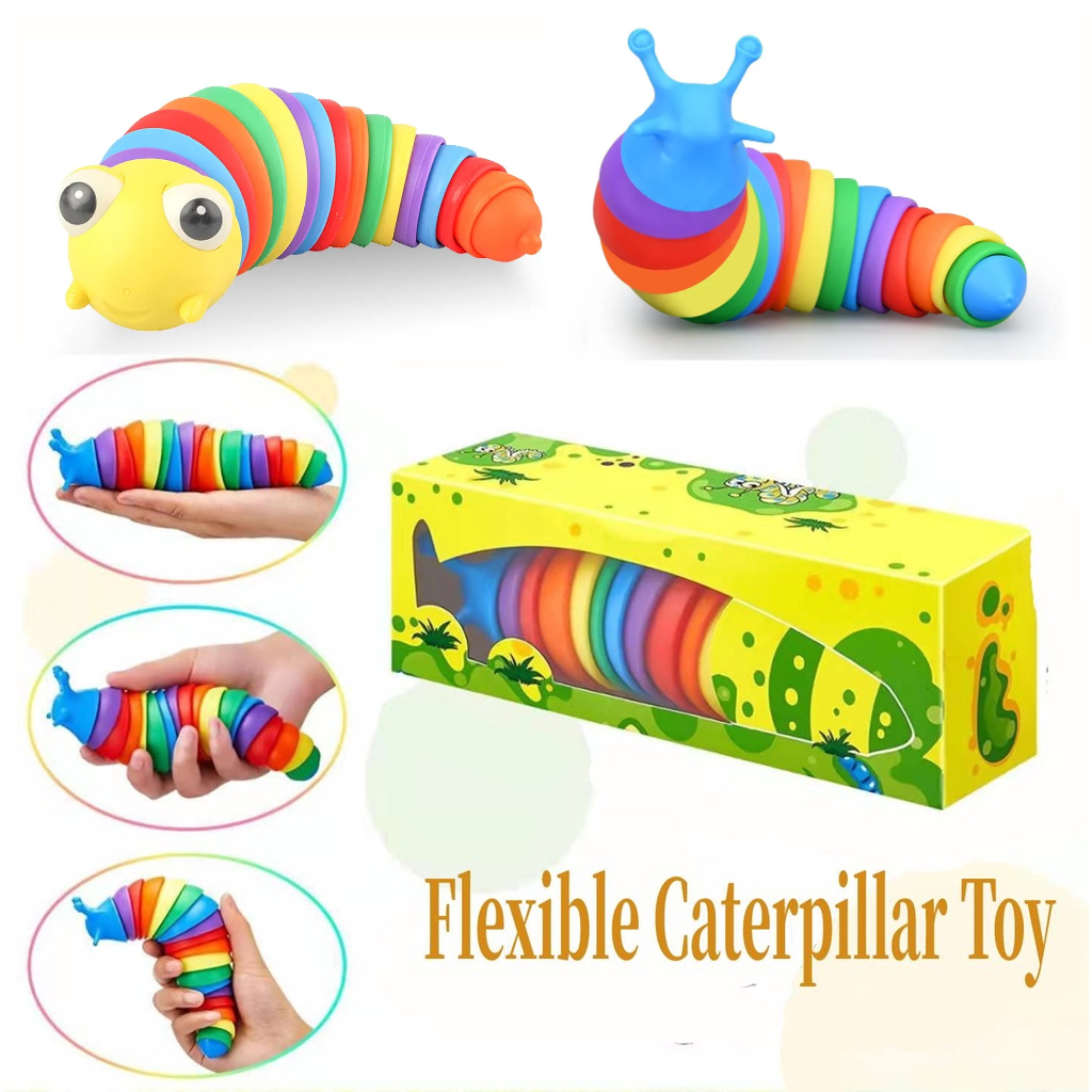 Caterpillar Toy Worm Toy For Kids Removable Flexible Pop It Fidget Toy ...