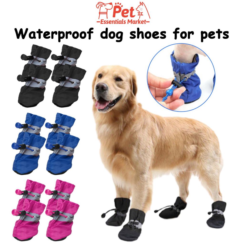 4Pcs Pet Shoes Dog Shoes Non-slip Waterproof Reflective Cat Shoes Dog ...