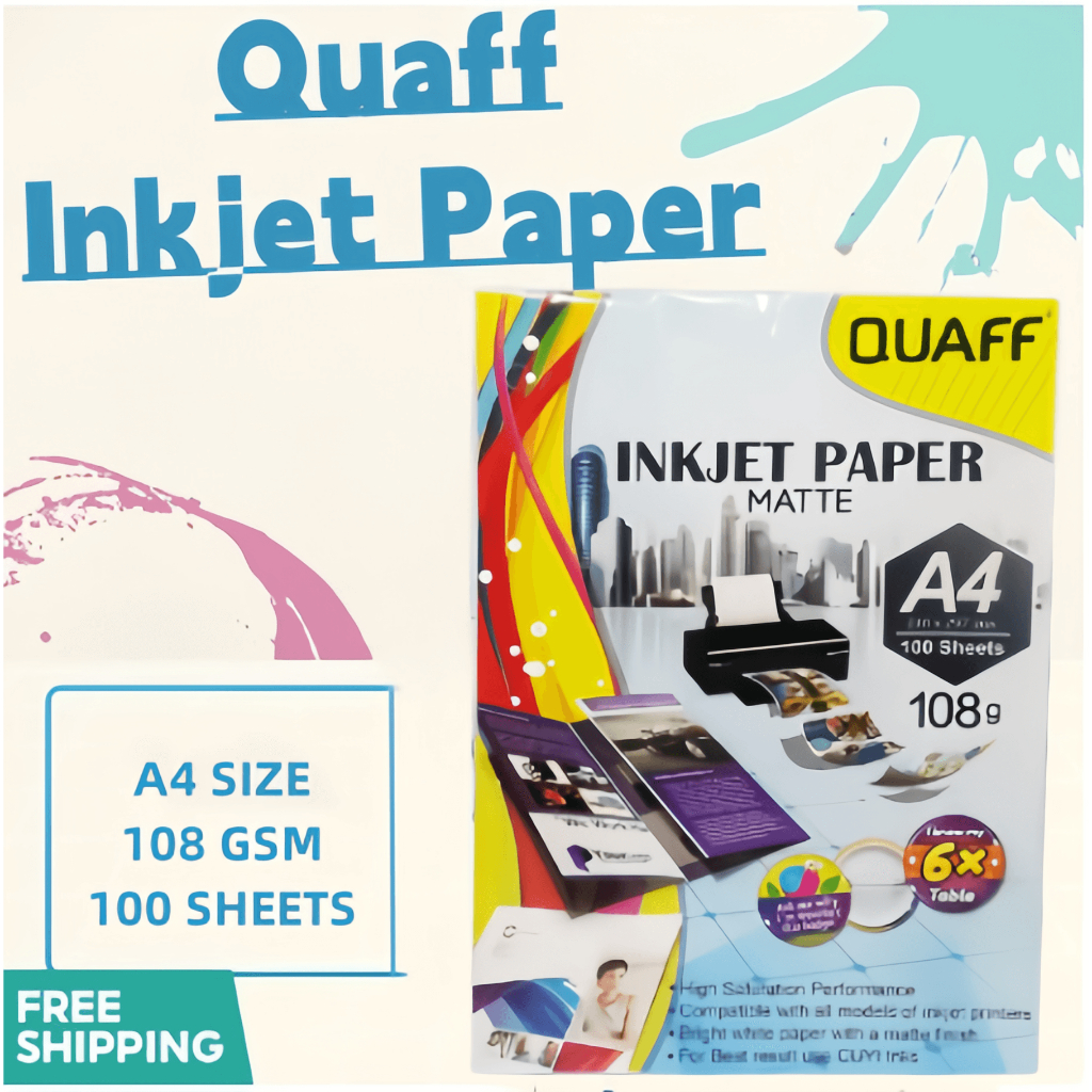 108gsm QUAFF Inkjet Paper Matte A4 (100sheets/pack) | Shopee Philippines