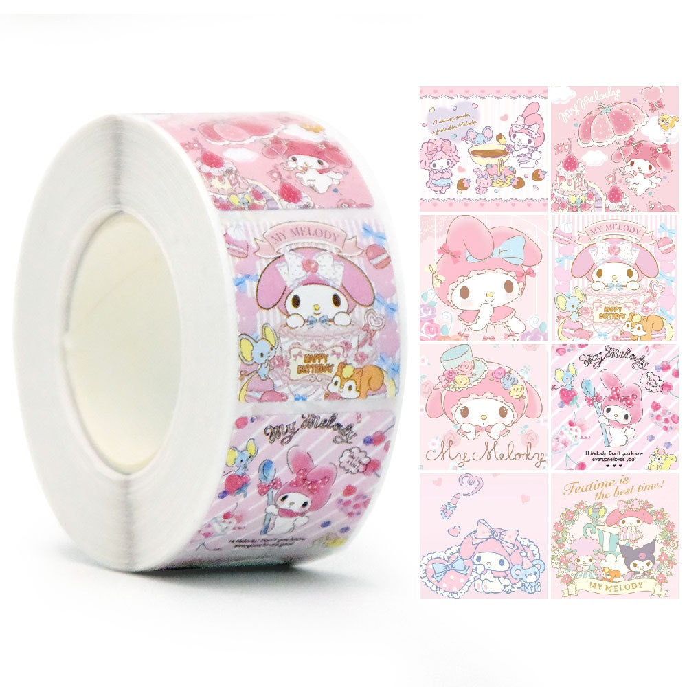 500pcs/Roll Sanrio Cartoon Sticker Tape Kuromi Pacha Dog Luggage Anime ...