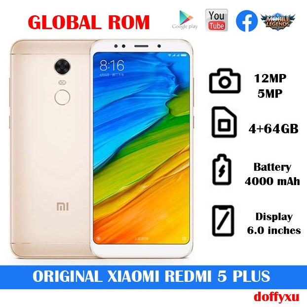 Rdmi 5 plus 4/64GB Globam ROM | Shopee Philippines