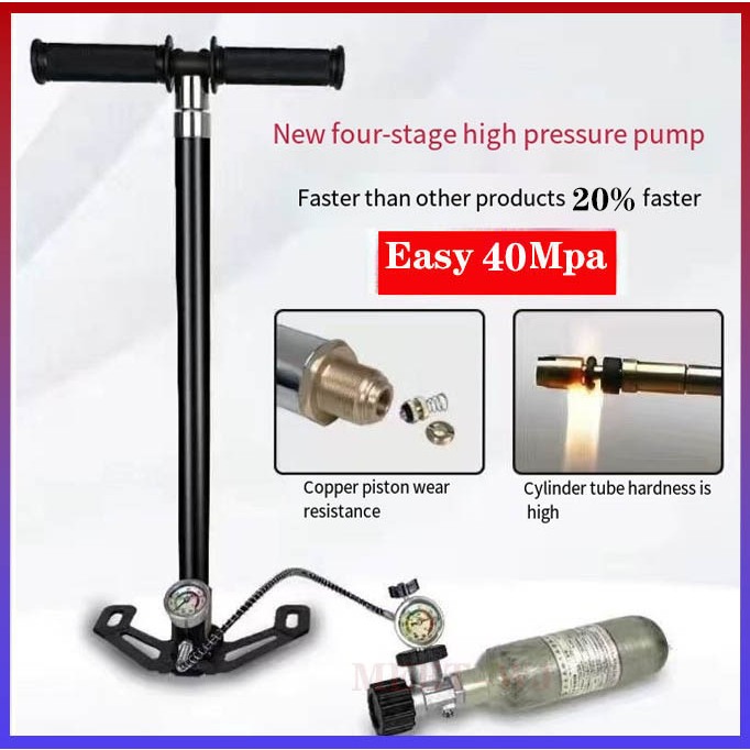 4 Stage High Pressure Pcp Pump 40Mpa 6000Psi Folding Hand Operated Air ...