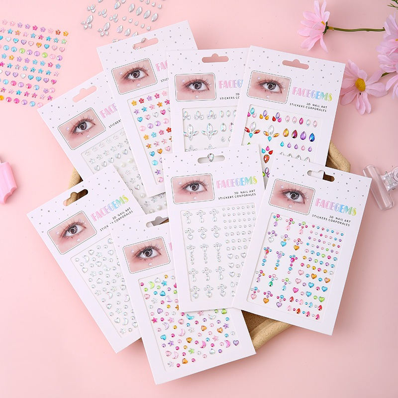Fashion Facial Rhinestone Diamond Stickers Eyebrow Forehead Face ...