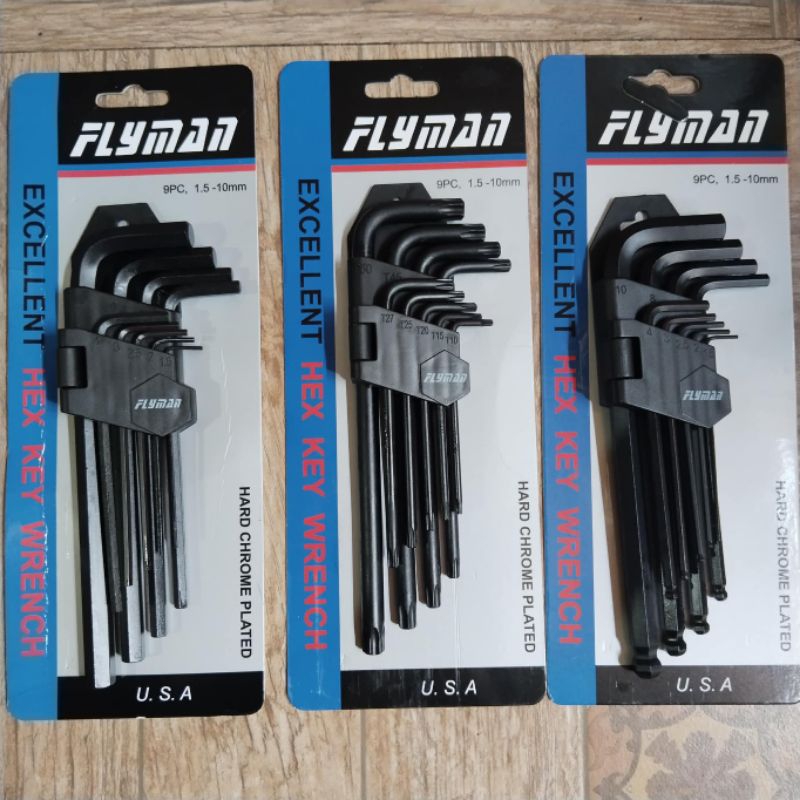 Flyman Allen Wrench Set 9 Piece – Heavy-Duty Chrome Vanadium Steel ...