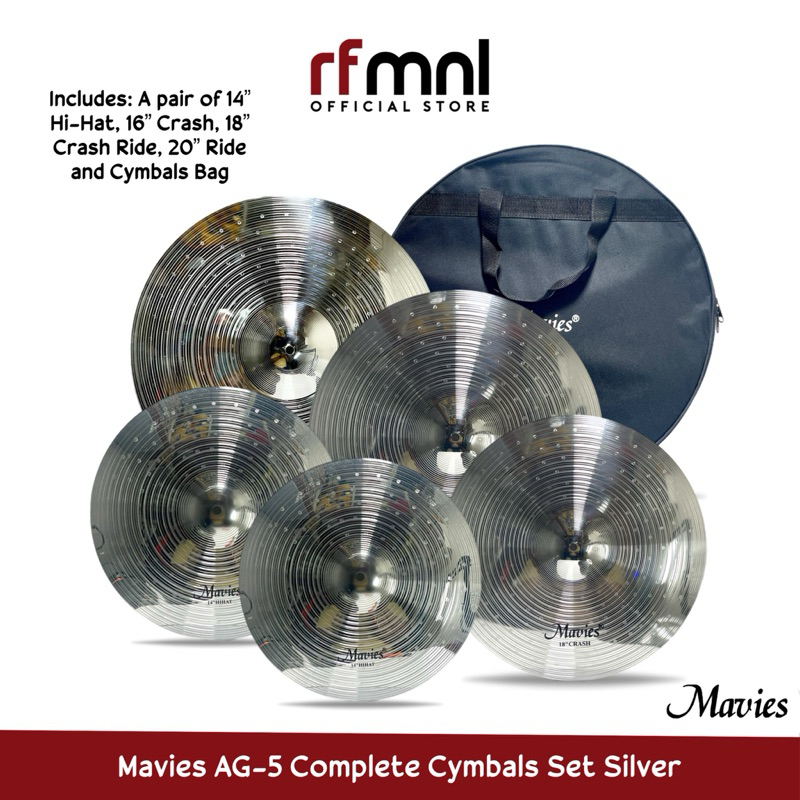 Mavies AG-5 Silver Cymbals Set | Shopee Philippines