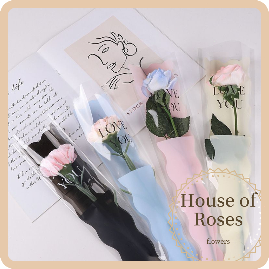 5 pcs Rose Transparent Packaging Single Mermaid Bouquet Flower ...