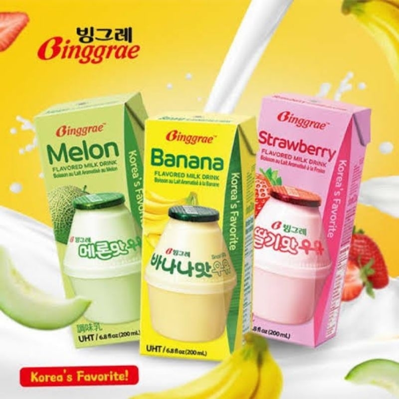 Binggrae BTS banana milk drink 6pcs, Melon and Strawberry | Shopee Philippines