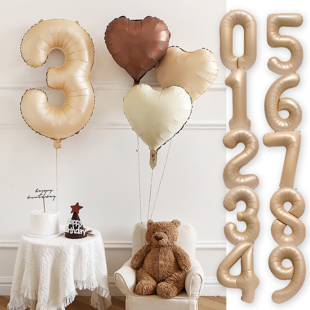 Party Balloon Set Cream Color 0-9 Number 32inch Foil Balloons For Girl ...