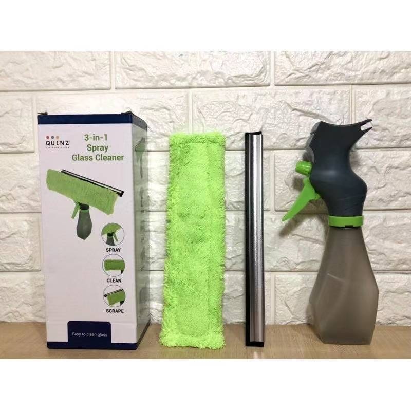 3 In 1 Spray Dry Scraper Glass Brush Window Cleaner Bottle Wiper ...