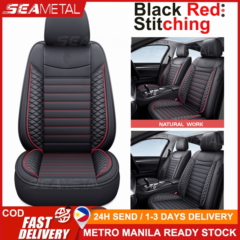 SEAMETAL Luxury Car Seat Cover 5 Seaters Pu Leather Seatscover Cushion ...