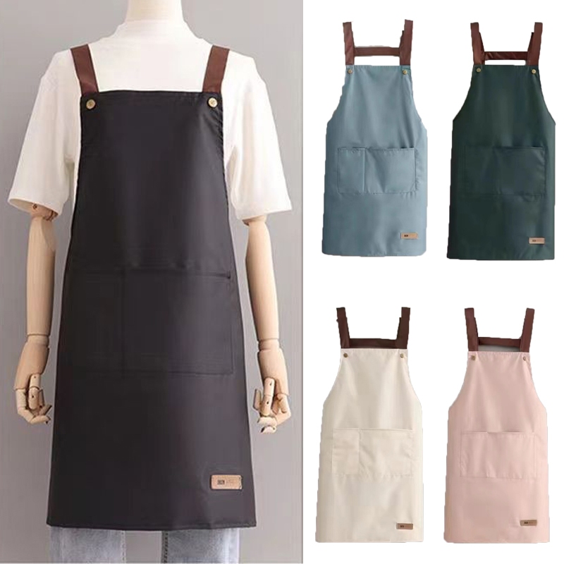 Waterproof Apron Coffee Shop Barber Working Bib Kitchen Cooking Aprons ...
