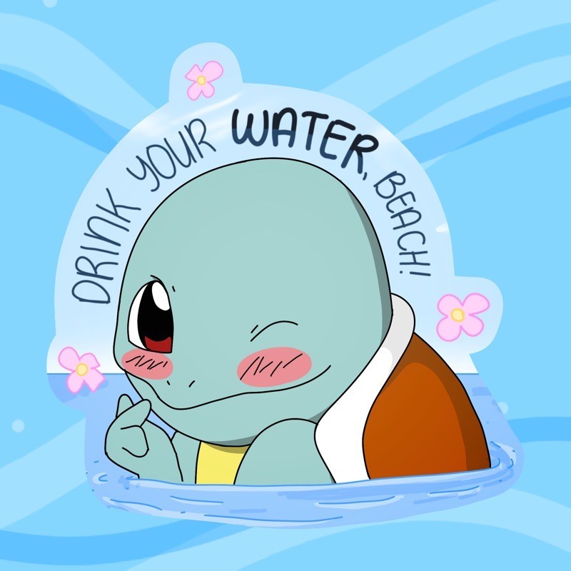 SSKAIT Squirtle Waterproof funny pokemon mood die cut sticker - Drink your water beach | Shopee ...