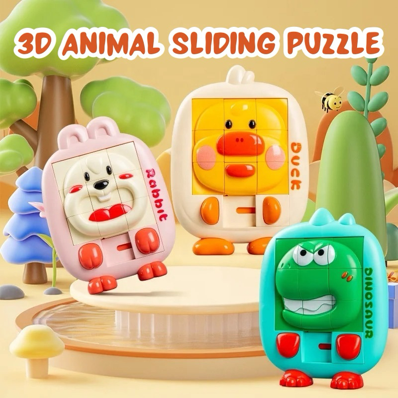 3D Animal Sliding Puzzle Cartoon Animals 3D Sliding Puzzles Toys ...