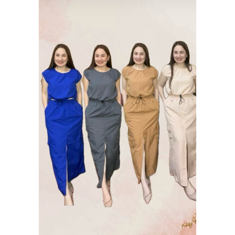 bella terno blouse and skirt taslan polyester fabric | Shopee Philippines