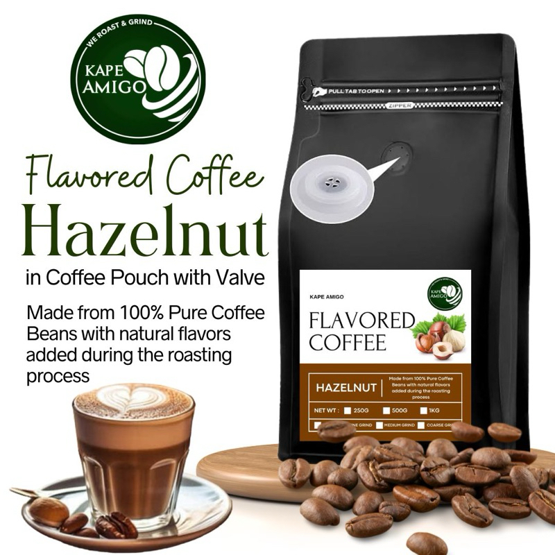 [Kape Amigo] Hazelnut Flavored Coffee Beans & Grounds [in Resealable ...