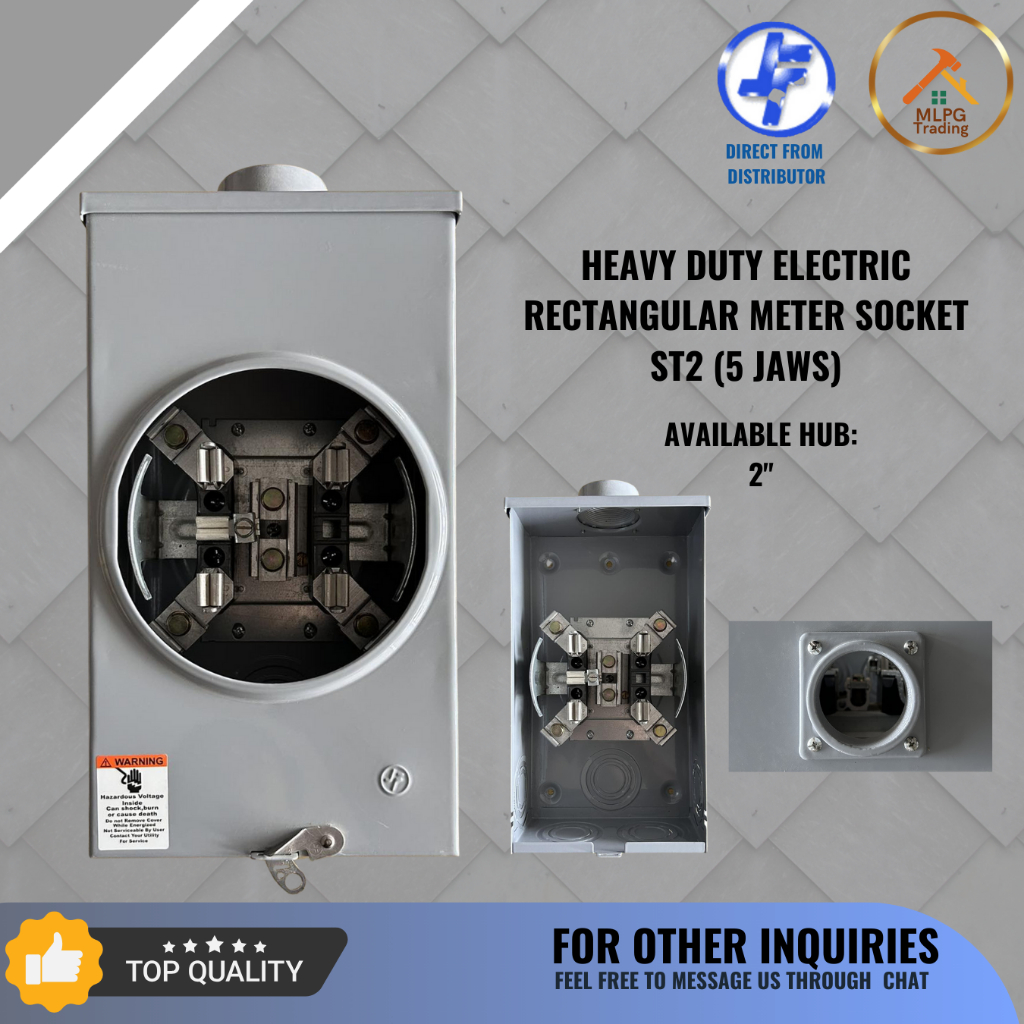 HEAVY DUTY Rectangular Meter Base / Socket ST2 (5 JAWS) (2" HUB) by JFI ...