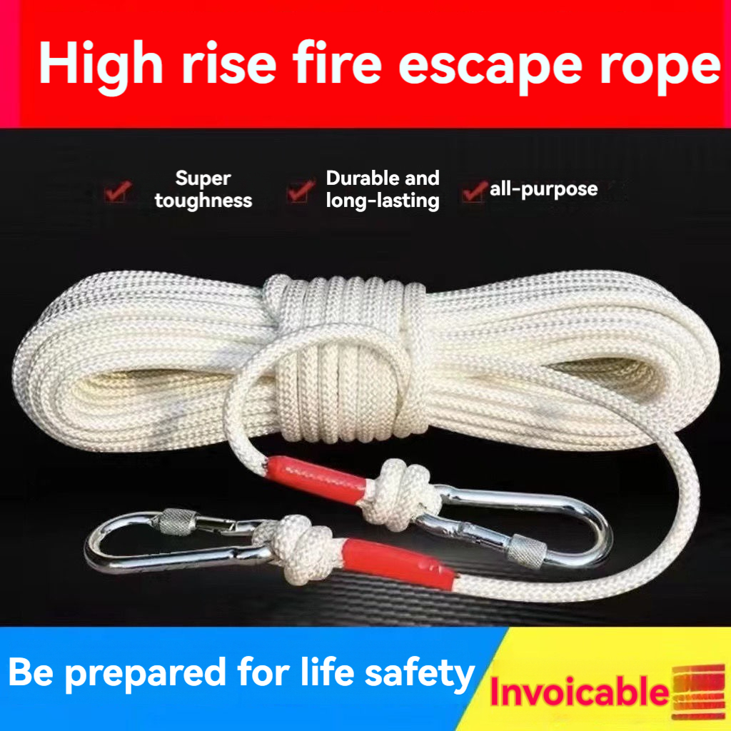 8mm double hook fire safety rope high-altitude escape rope steel core ...