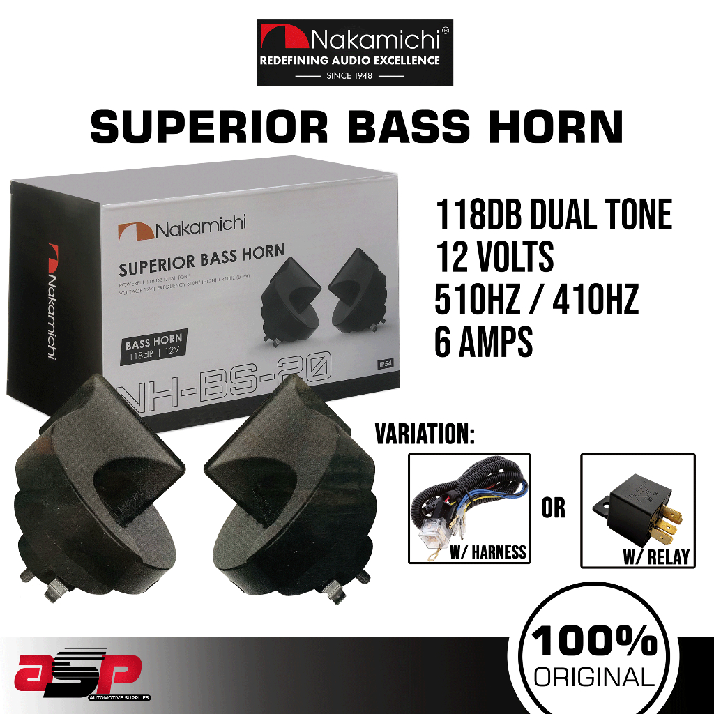 Nakamichi Superior Bass Horn 510Hz / 410Hz 12 Volts, 118dB, 6Amps PN ...