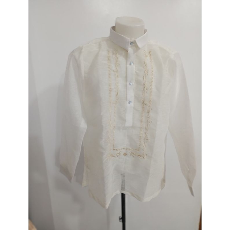 Barong Tagalog Organza Cream Embroidered | Shopee Philippines
