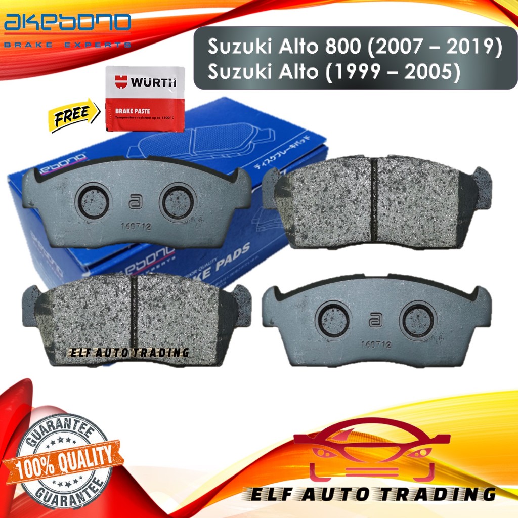 Genuine Akebono Front Brake Pads for Suzuki Alto (1999 - 2005), Suzuki ...