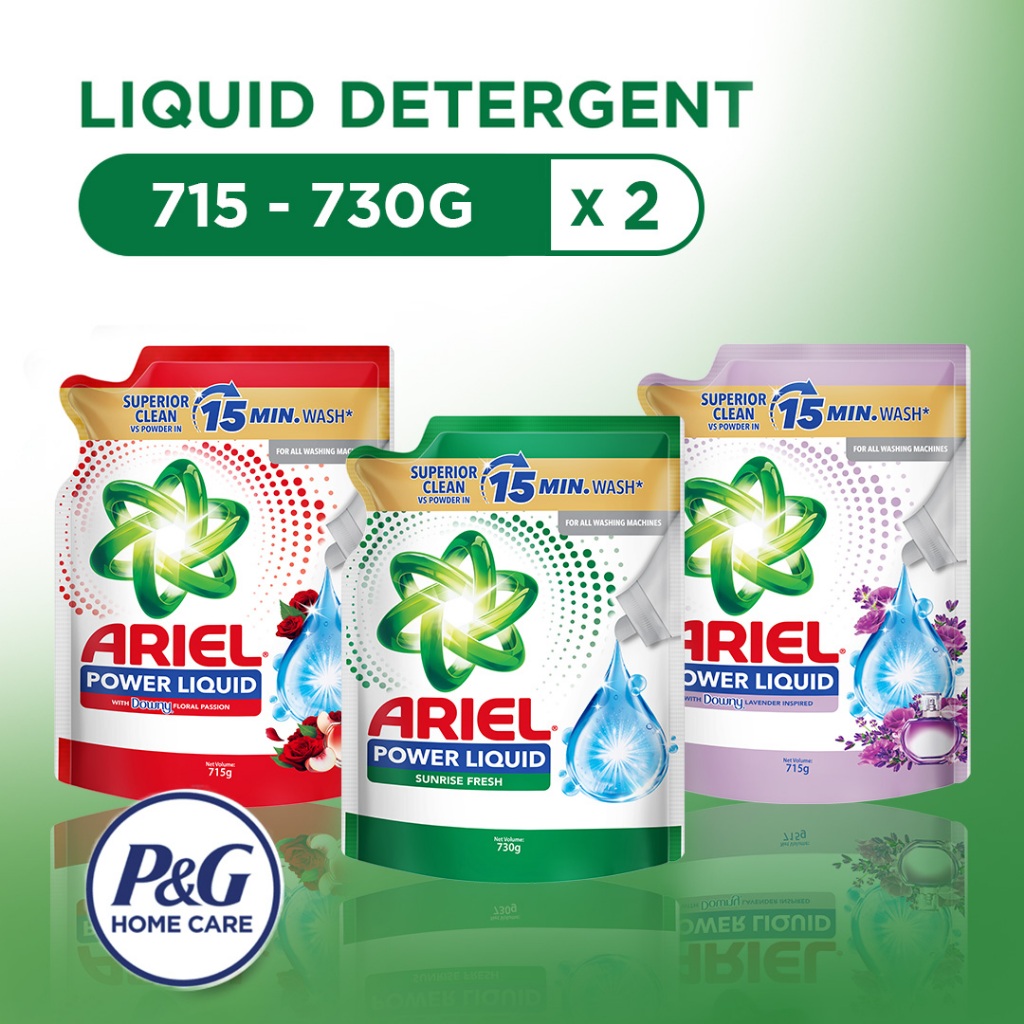 Ariel Liquid Detergent Sunrise Fresh Floral Passion Lavender Bundle 715 - 730g Refill x 2 packs ...