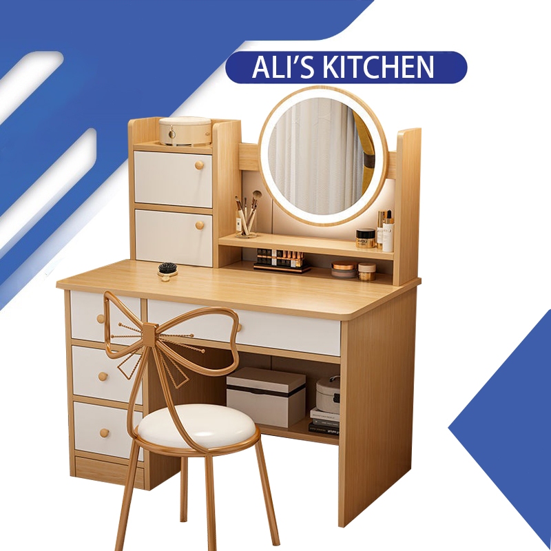 Dressing table With mirror (LED) vanity storage integrated small table ...
