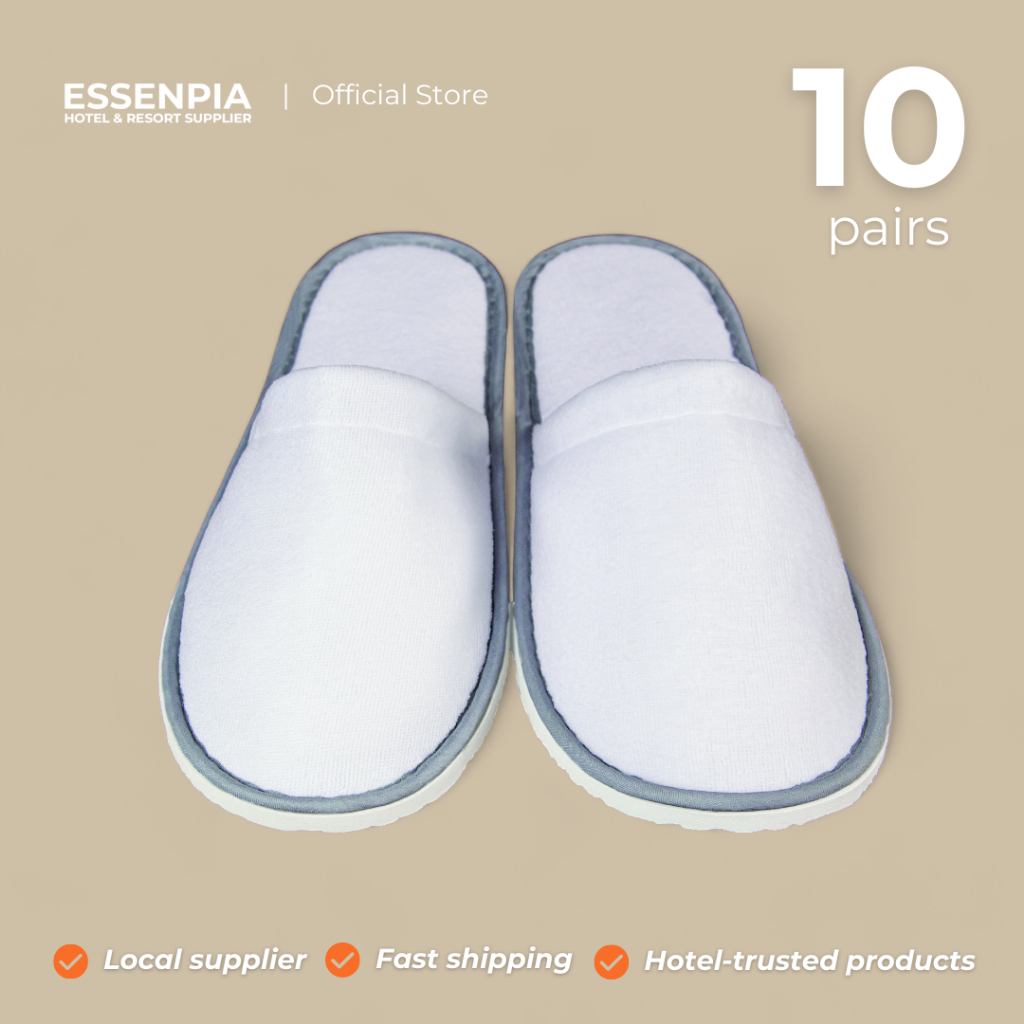 10 PAIRS CLASS S - WHITE AND GREY HOTEL DISPOSABLE SLIPPER | Shopee ...