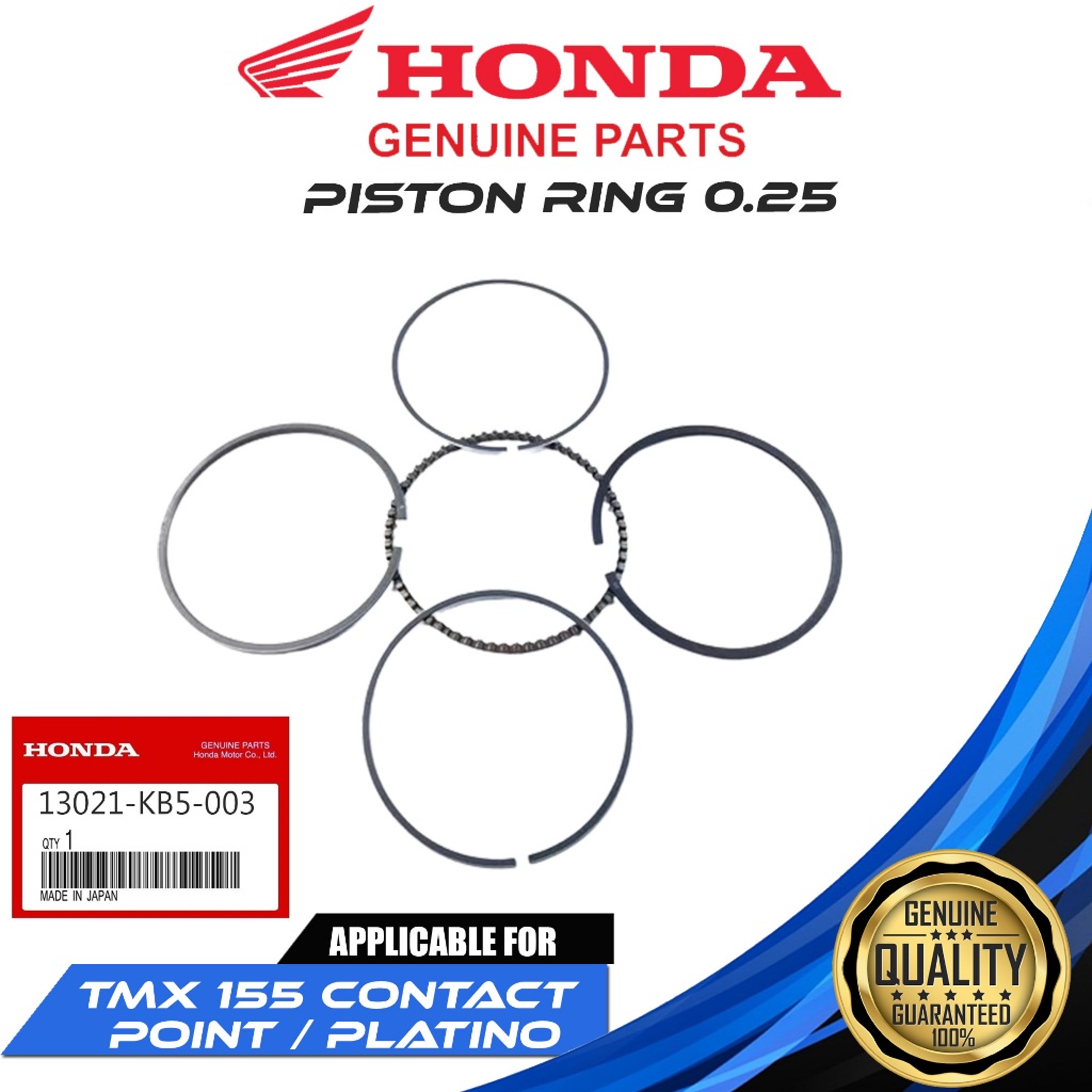 HONDA GENUINE PISTON RING 0.25 FOR TMX 155 PLATINO / CONTACT POINT ...