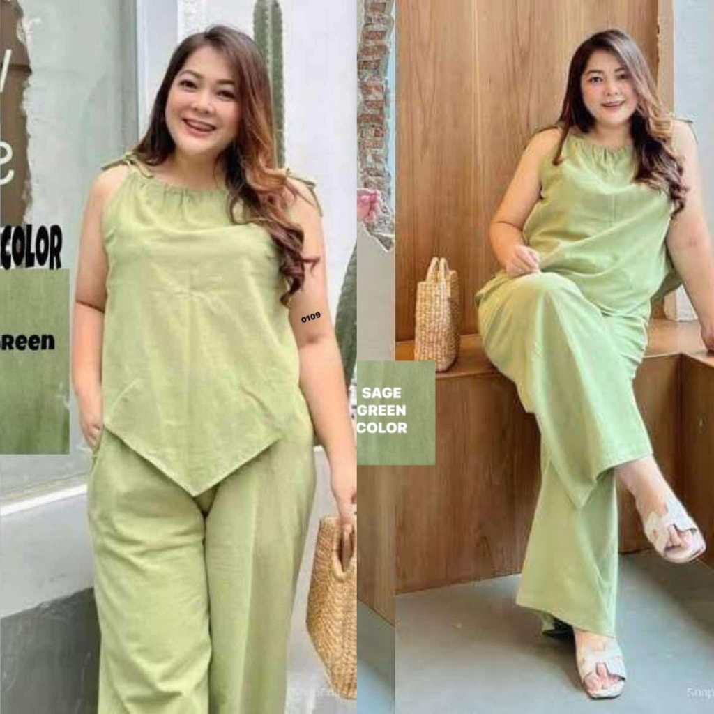 BKK THAILAND LINEN PLUS SIZE COORDS SET | Shopee Philippines