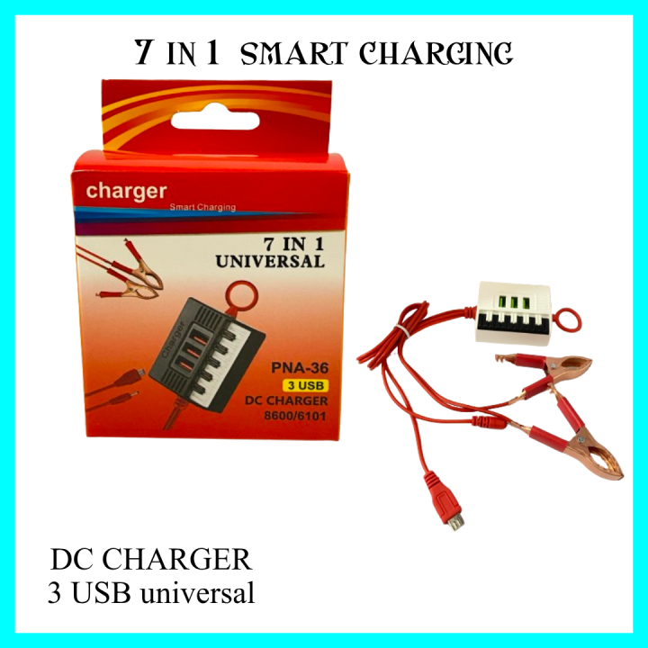 3 USB Ports Clip Charger With Display DC12V/24V to 5V Charging Port 3A ...