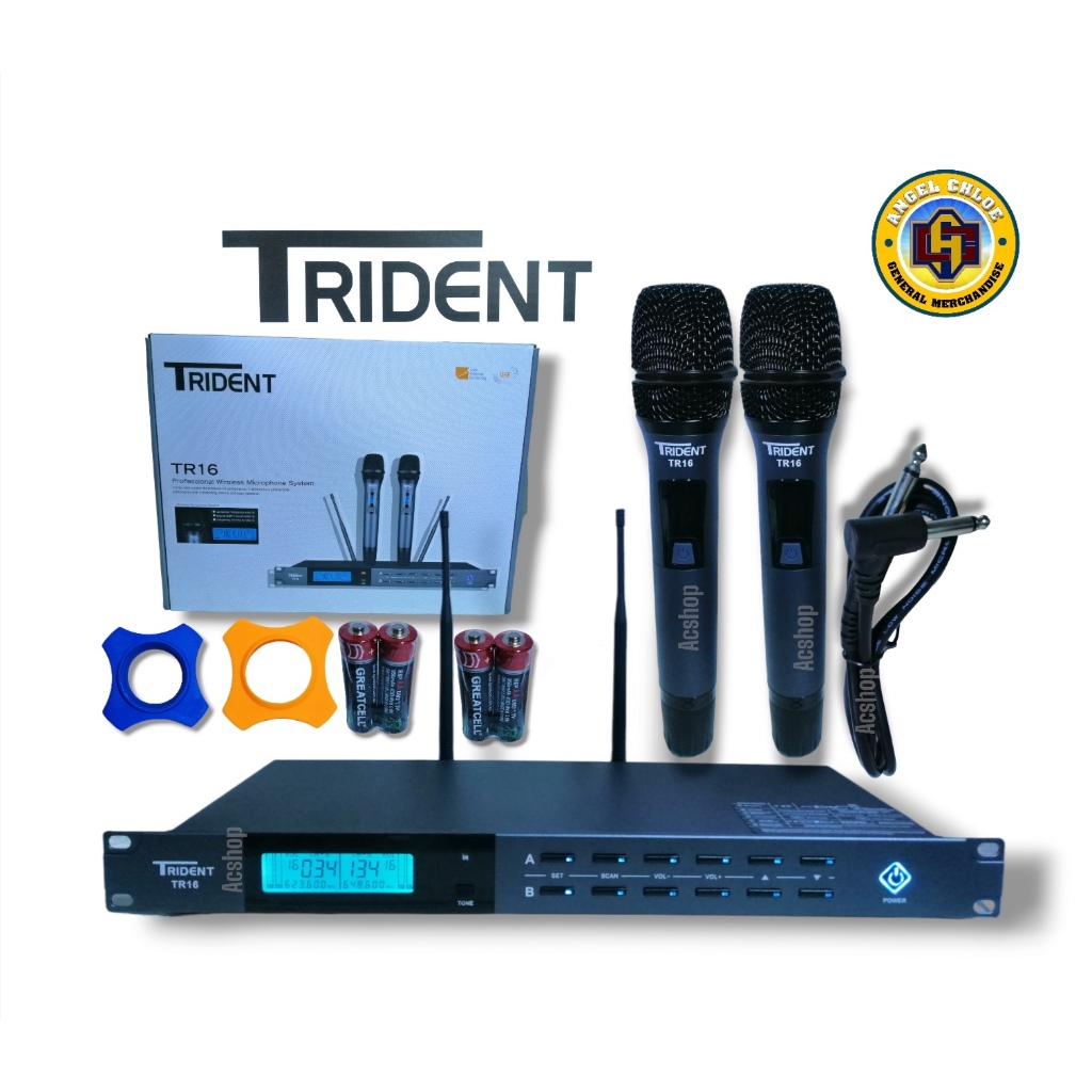 Trident TR 16 Uhf Professional Double Wireless Microphone System 30 ...