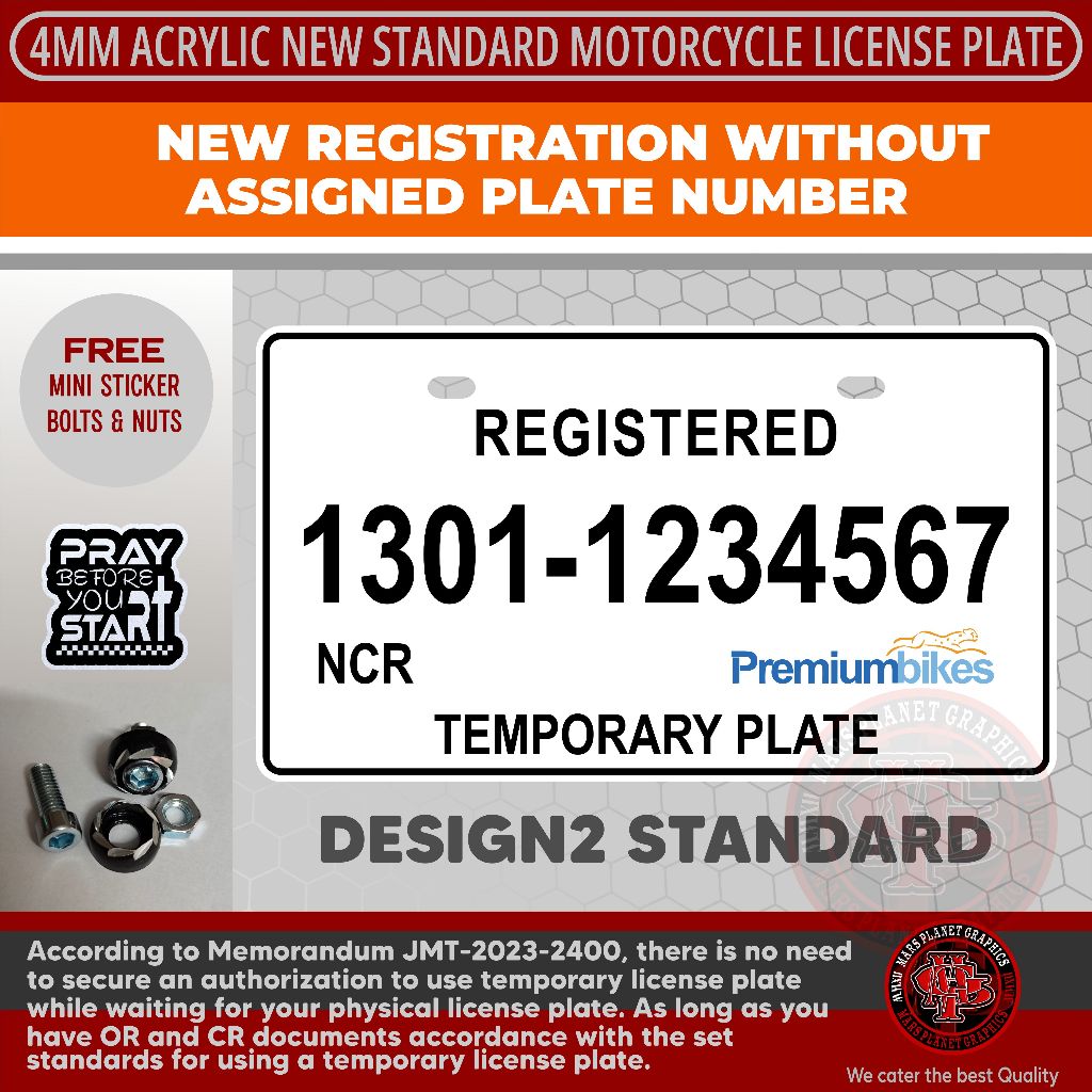 4mm Acrylic Motorcycle Acrylic License Plate New Standard Size and ...