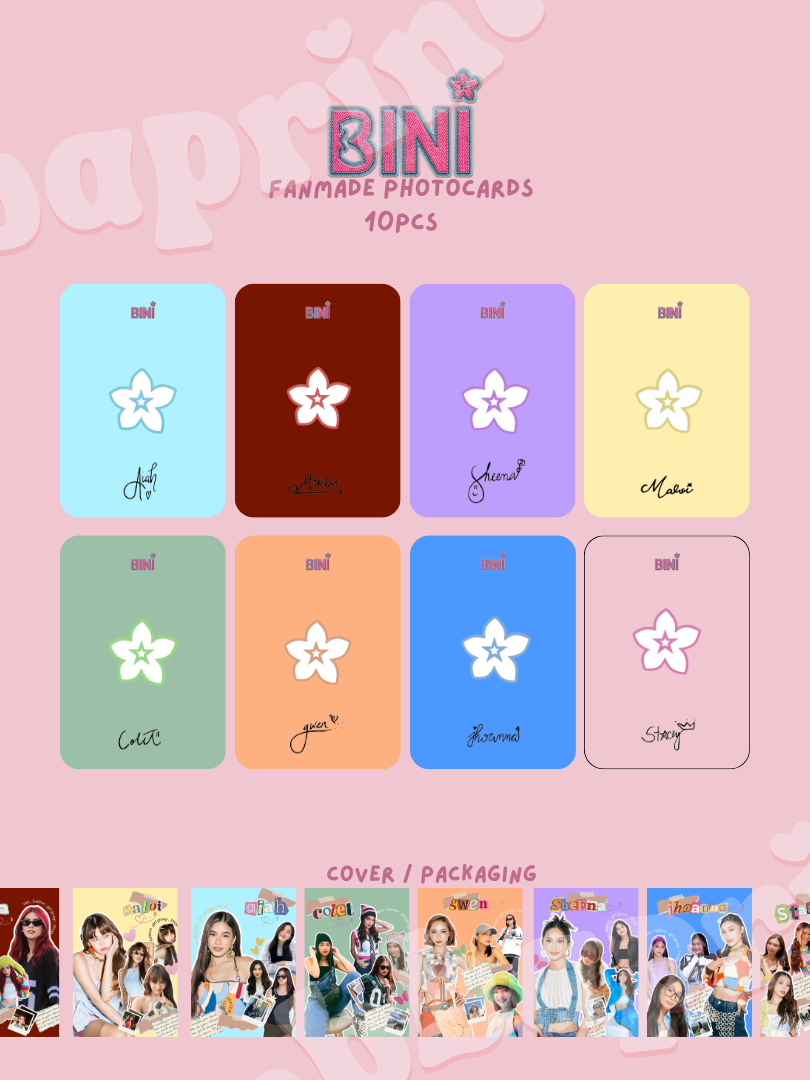 BINI INDIVIDUAL MEMBER FANMADE PHOTOCARD SET (10PCS) | Shopee Philippines
