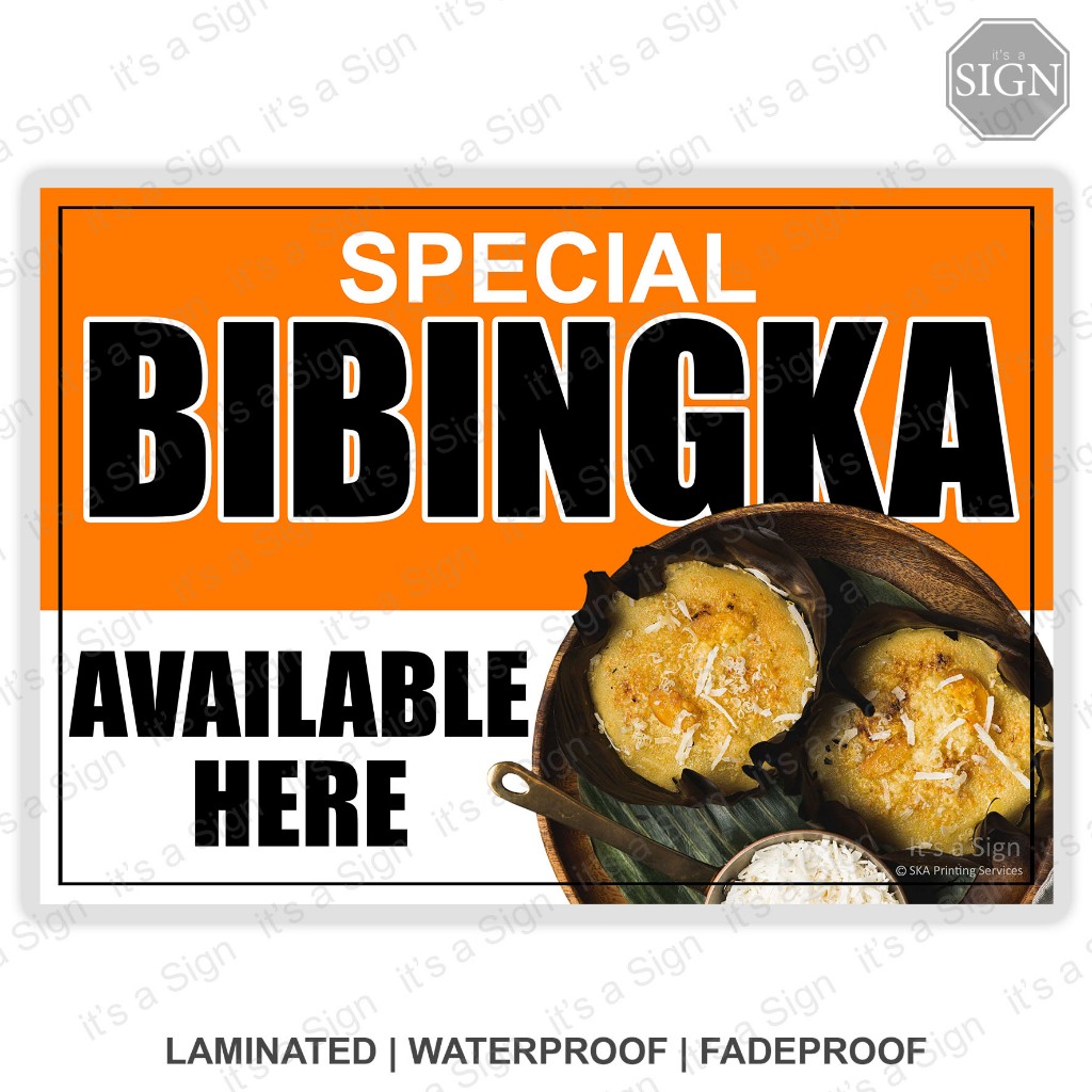 Special Bibingka Food Store Sign - Laminated Signage - A4/A3 Size ...