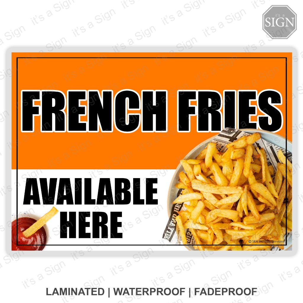 French Fries Snack Store Sign - Laminated Signage - A4/A3 Size | Shopee ...