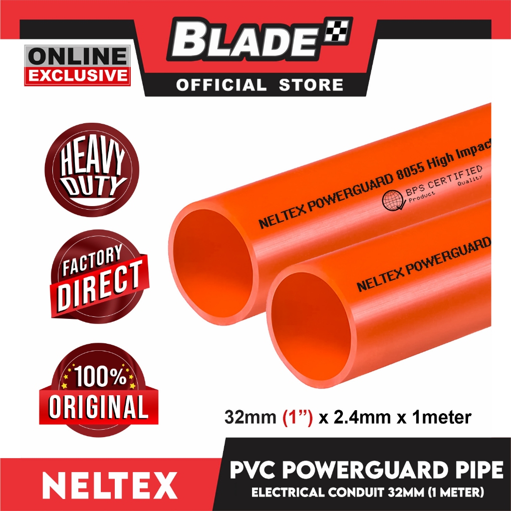 Neltex PVC Powerguard Pipe (Orange) 32mm x 1meter Electrical Conduit ...