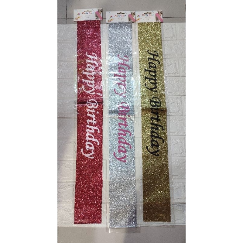 Glitter happy birthday sash (28cm) | Shopee Philippines