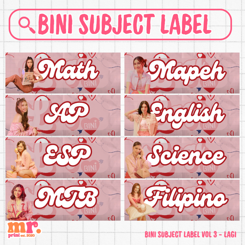 BINI SUBJECT STICKER LABEL VOL 3 | LAGI WATERPROOF STICKERS FOR ...