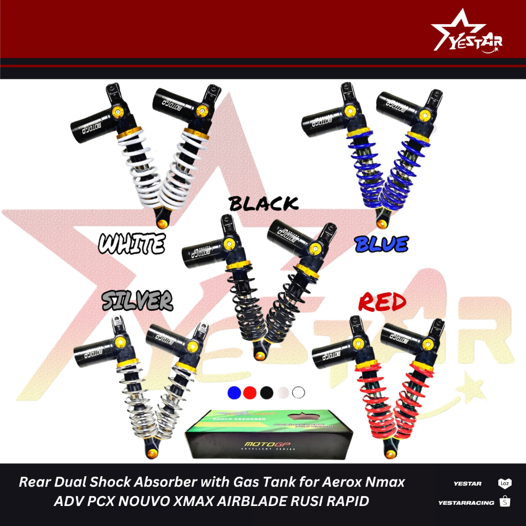 1 Pair Rear Dual Shock Absorber with Gas Tank for Aerox Nmax ADV PCX ...