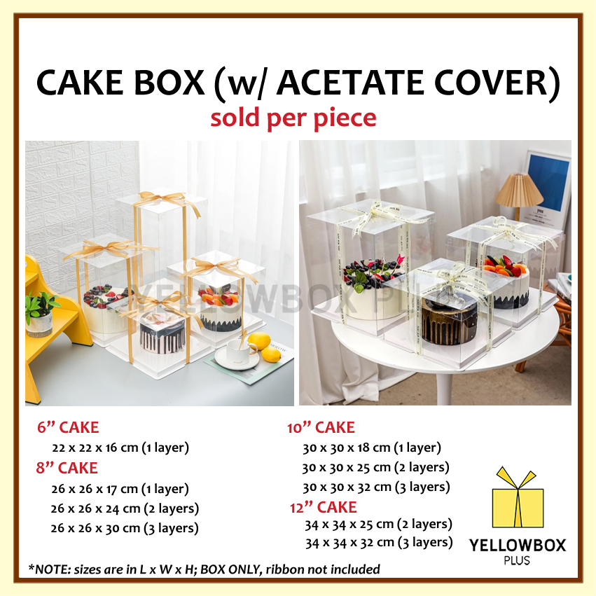 1pc Acetate Cake Box Gradient Transparent birthday gift plastic square ...