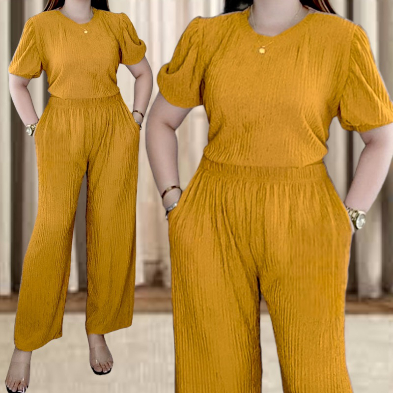 PUFF SLEEVE SQUARE PANS TERNO FIT UP TO 2XL | Shopee Philippines