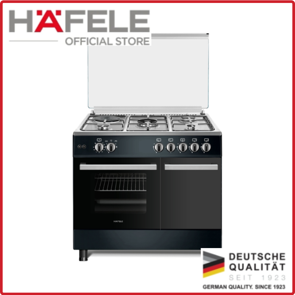 Hafele Free Standing Cooker 90cm 4-Gas Burner + 1-Hotplate, Gas Oven ...