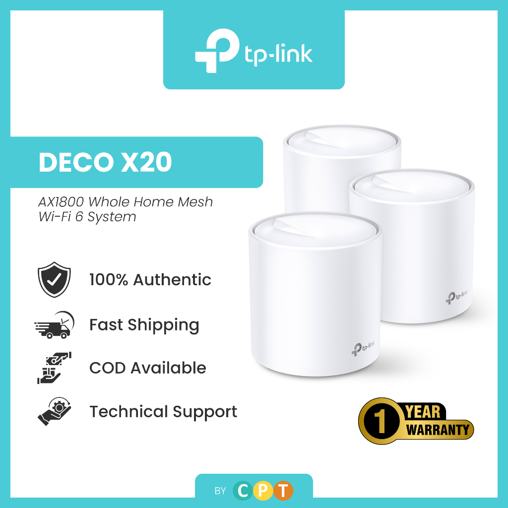 TP-Link | Deco X20 | AX1800 | Dual-Band | Whole Home Mesh | Wi-Fi 6 | MU-MIMO | Gigabit | Router ...