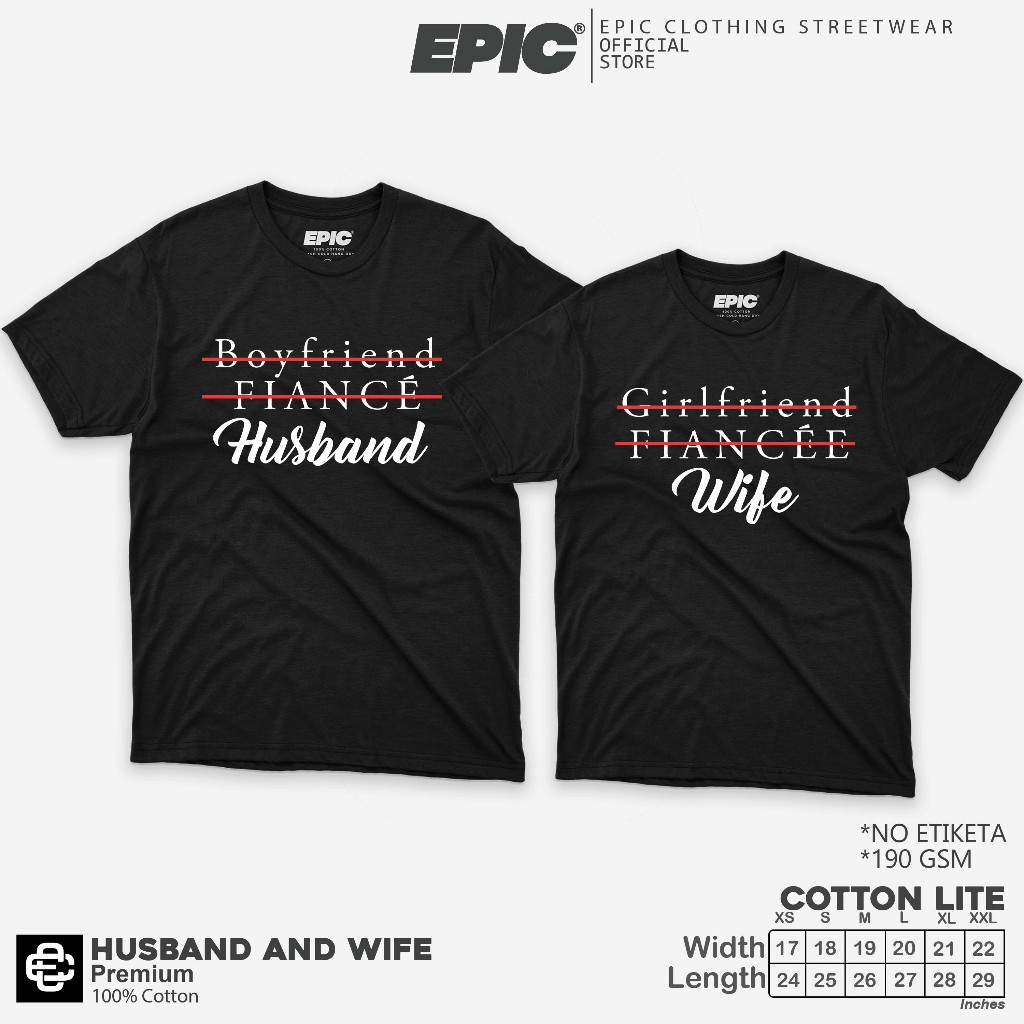 BASIC TEES - HUSBAND AND WIFE (COUPLE SHIRT)PRE NUP- Epic Clothing Streetwear | Shopee Philippines