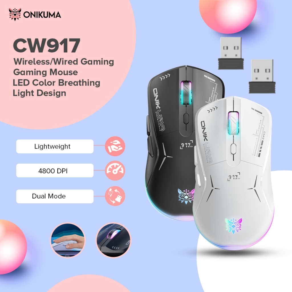 Onikuma CW917 Wireless | Wired Gaming Mouse 2.4GHz USB Wireless Mouse ...