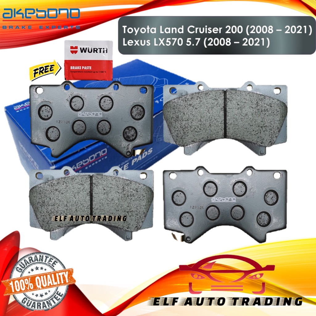 Genuine Akebono Front Brake Pads Toyota Land Cruiser 200 (2008 - 2021 ...