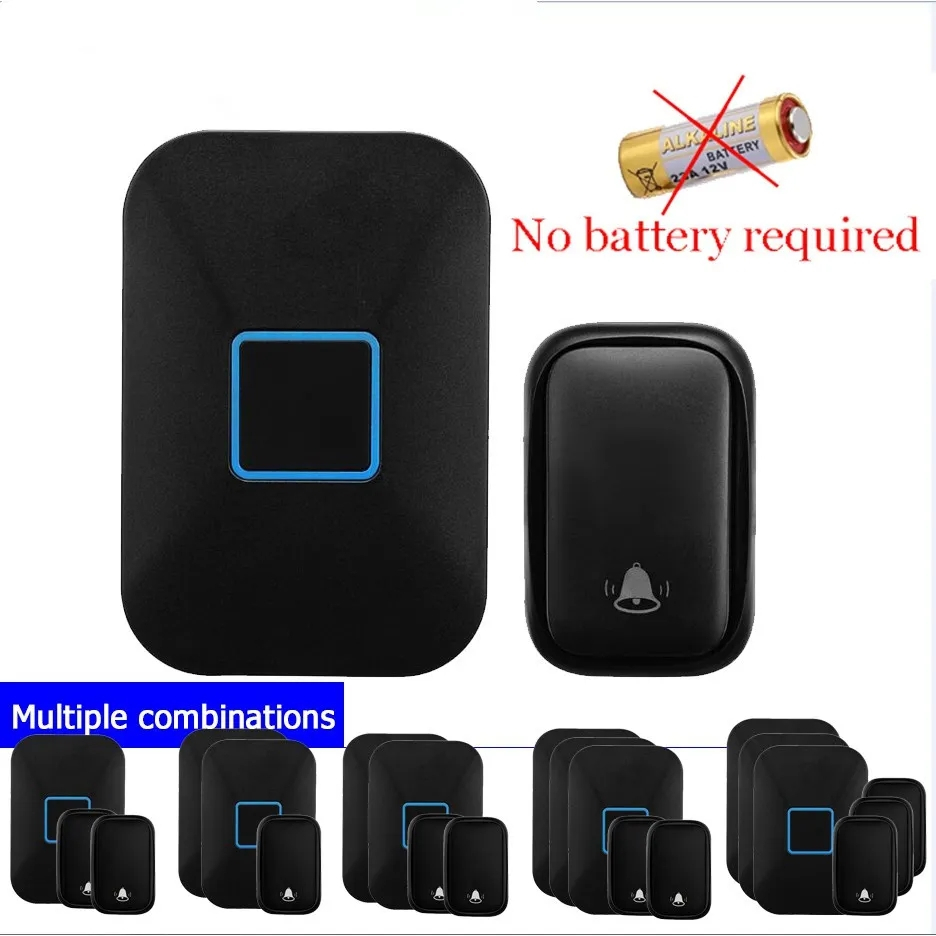 LOCAL STOCK Self-Powered Doorbell Wireless IP44 Waterproof Don't Need ...