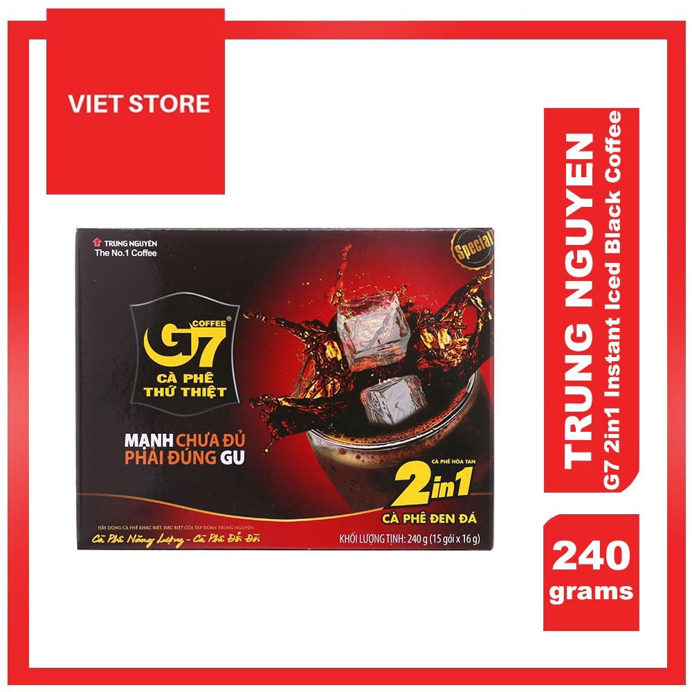 Viet Store Trung Nguyen G7 2in1 Instant Iced Black Coffee Vietnamese Coffee 240g (15 sachets ...