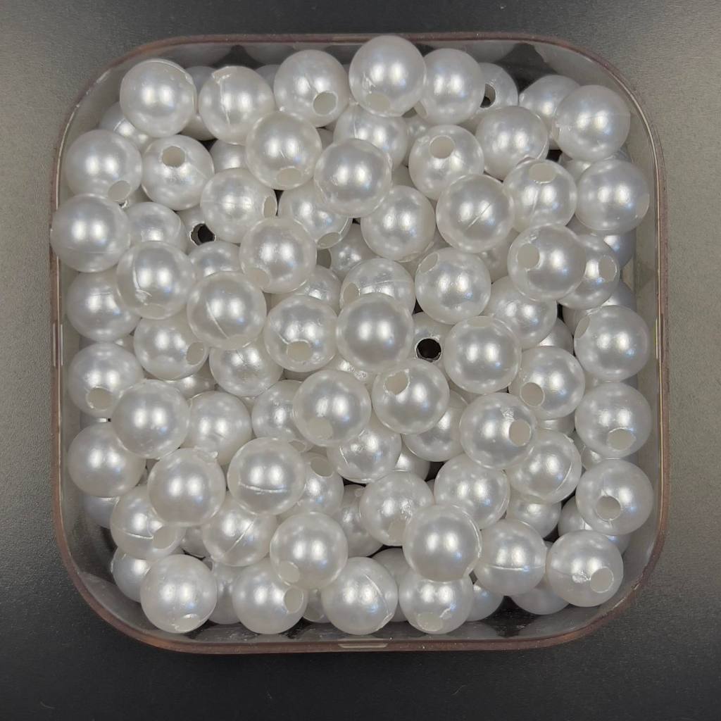 50 Pcs Matte Round Beads 8mm White Pearl Faux DIY Beads Art and Craft ...